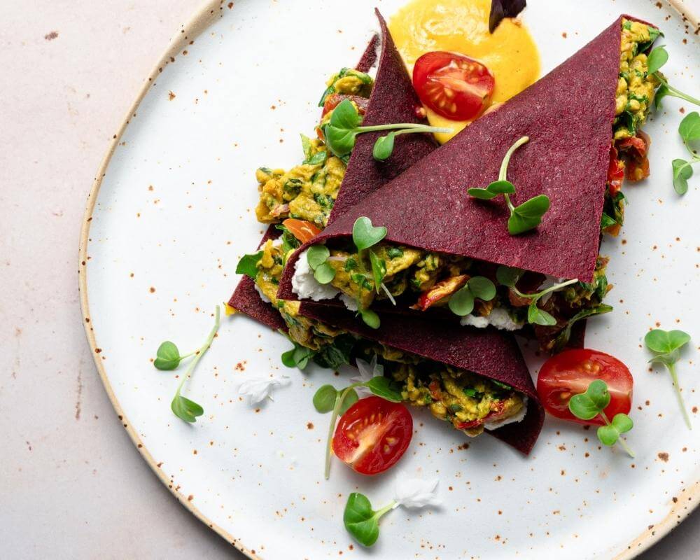 Miso Beet Crepes - Crystal Dawn Culinary